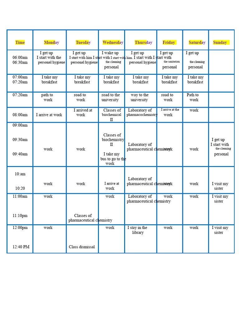 Daily Routine and Schedule Overview | PDF | Workweek And Weekend