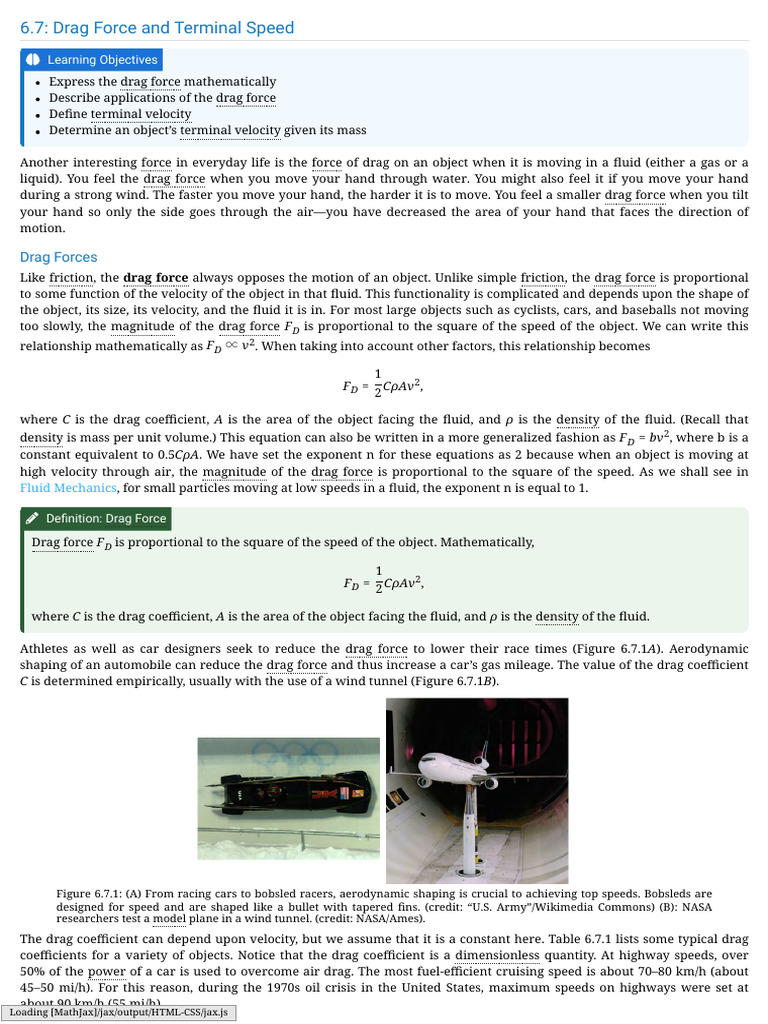 Drag Force and Terminal Velocity Explained | PDF | Force | Drag (Physics)