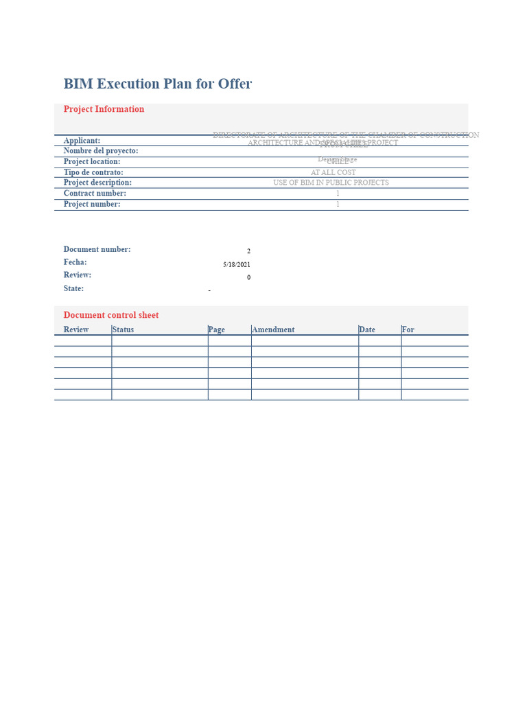 Jorge Silvera - Excel BIM Execution Plan For Offer in Format | PDF ...
