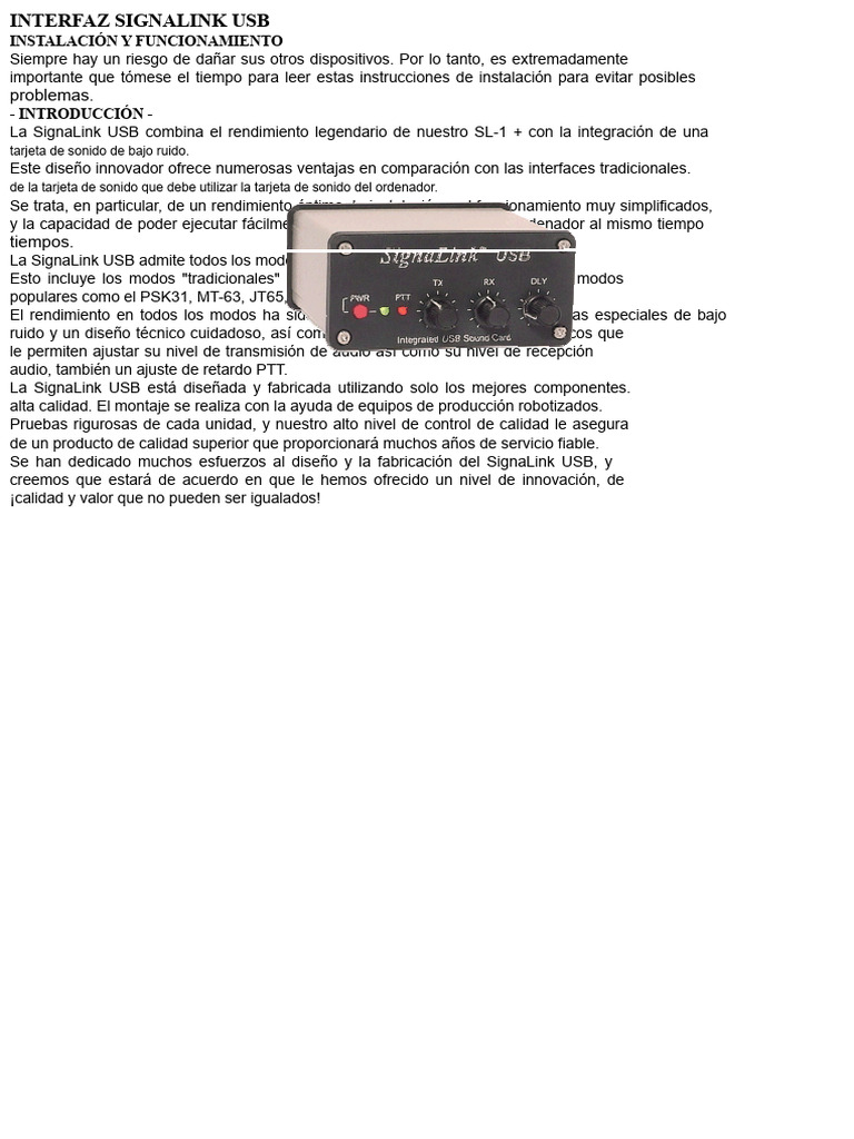 Manual Signalink USB Español | PDF | USB | Altoparlante