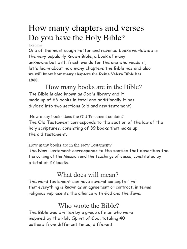 Bible Chapters and Verses Overview | PDF | Bible | Old Testament