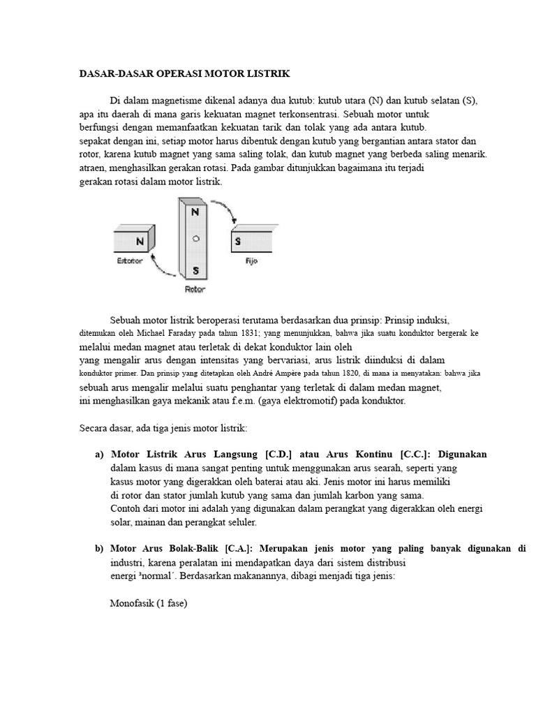 Dasar-Dasar Operasi Motor Listrik | PDF