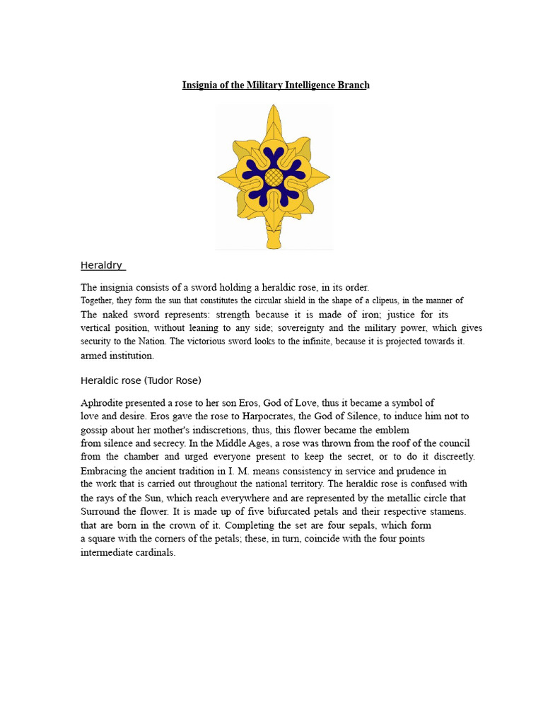 Insignia of The Military Intelligence Branch | PDF