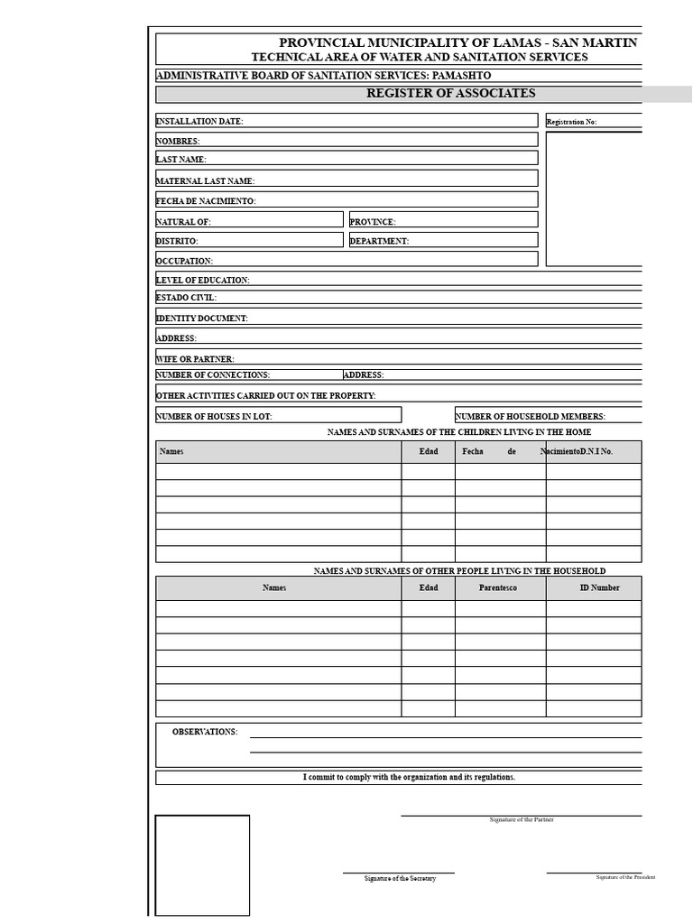 Format of The Associates Registry Book | PDF