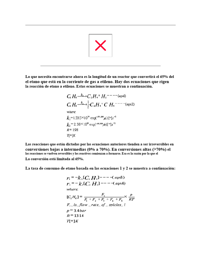Reacción de Etano A Etileno | PDF | Reactor Quimico | Gases