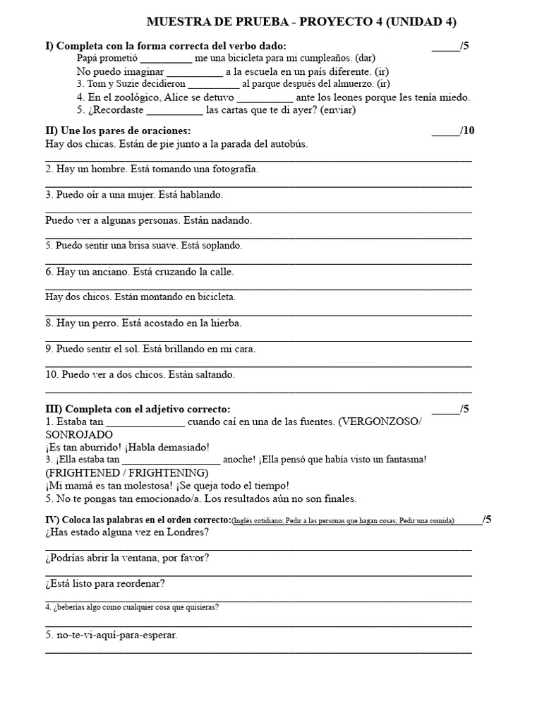 7r Preparación Unidad4 Prueba | PDF | Gramática | Sintaxis