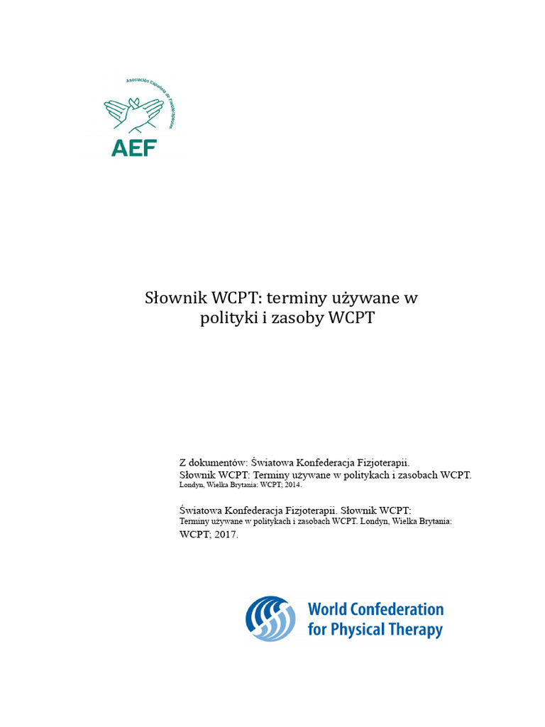 Glosariusz WCPT Po Hiszpańsku | PDF