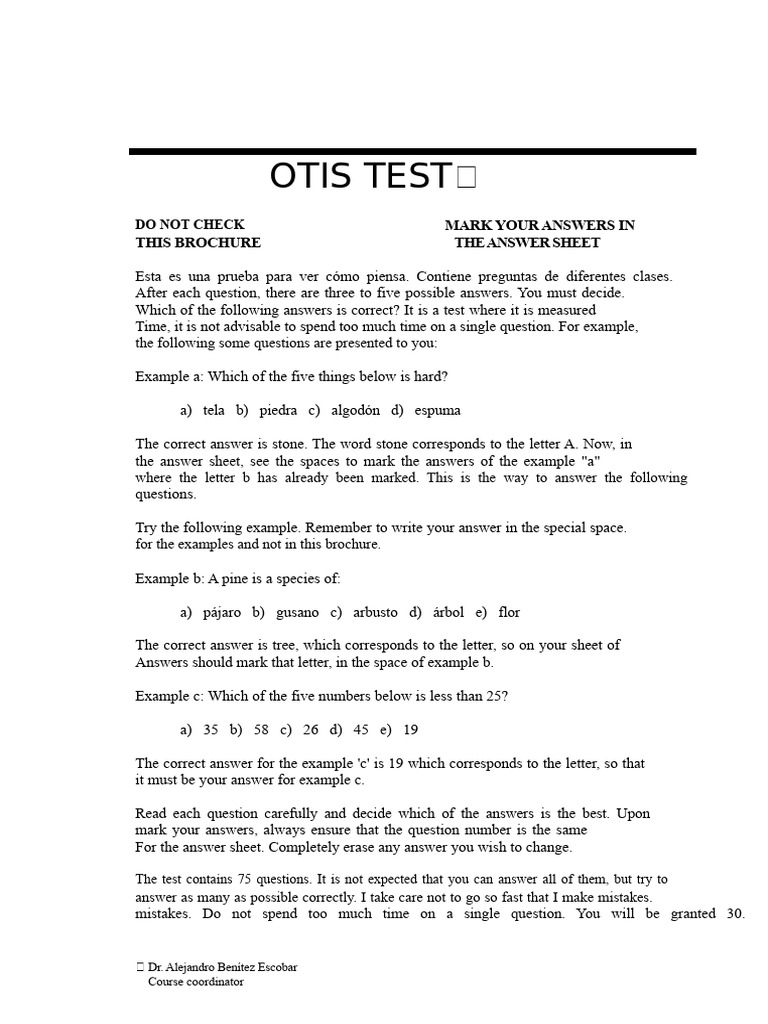 Otis Test | PDF