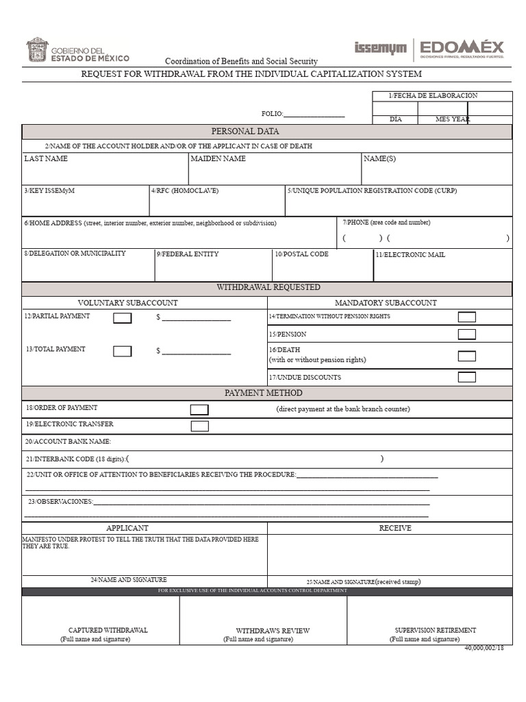 Withdrawal Request for Individual Capitalization | PDF | Identity ...