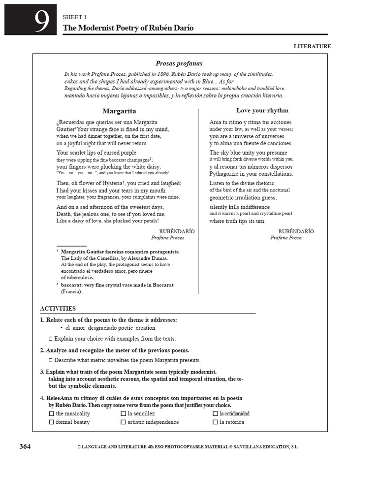 Modernist Poetry Analysis of Rubén Darío | PDF | Poetry