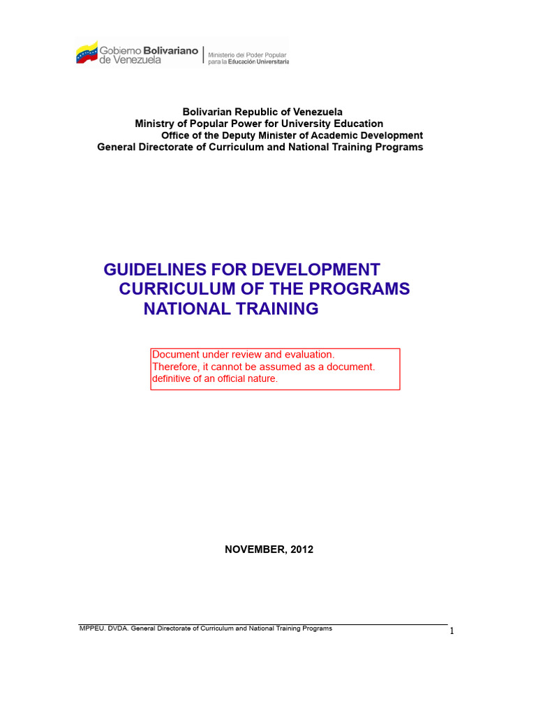Guidelines For The Curricular Development of National Training Programs | PDF | Curriculum ...