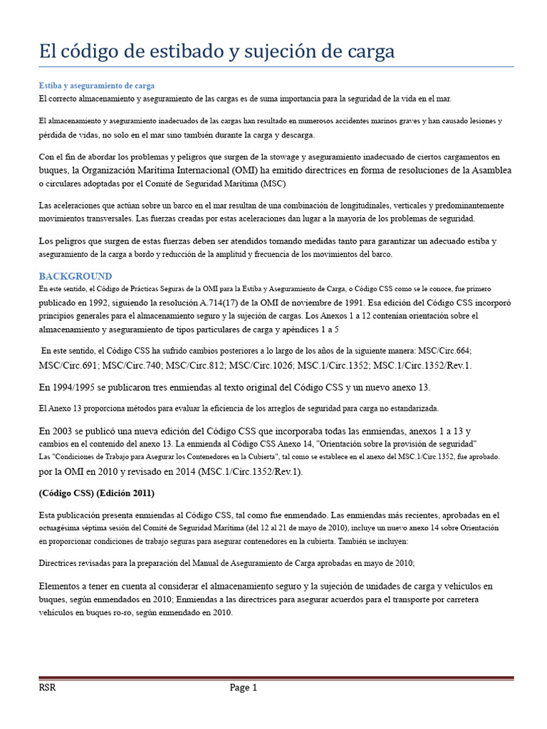 Código CSS: Estiba y Aseguramiento de Carga | PDF | Envío