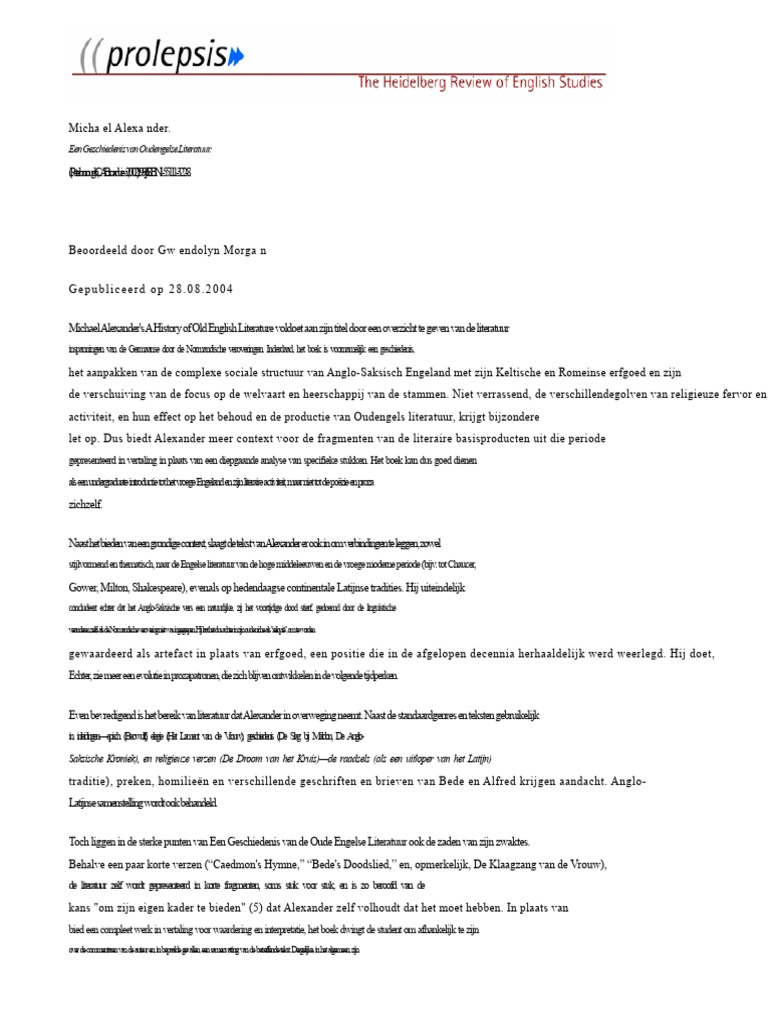 Moam - Info - Michael Alexander Een Geschiedenis Van Oud Engelse ...