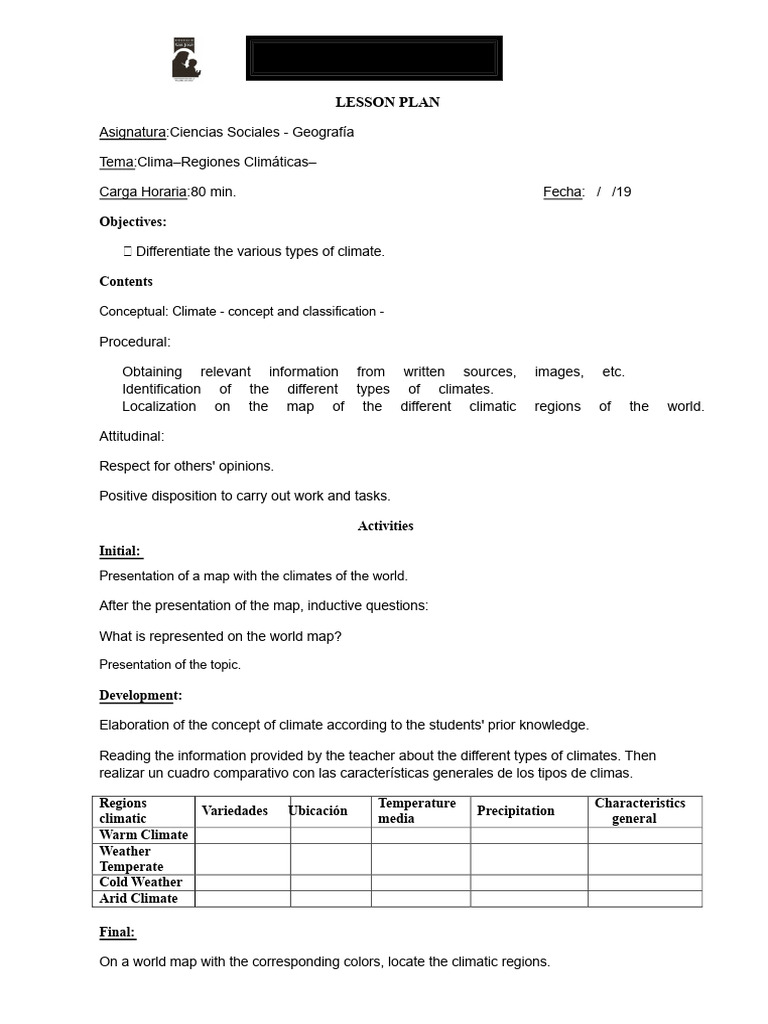 Lesson Plan Weather | PDF