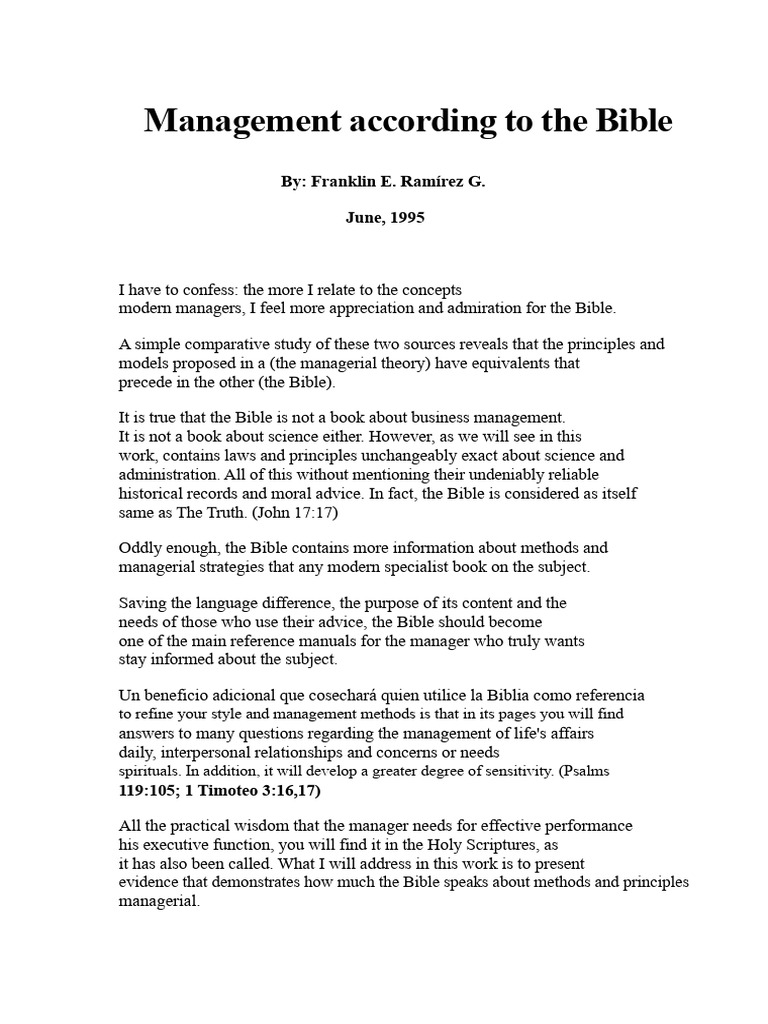 Biblical Principles of Management | PDF | Bible | Moses