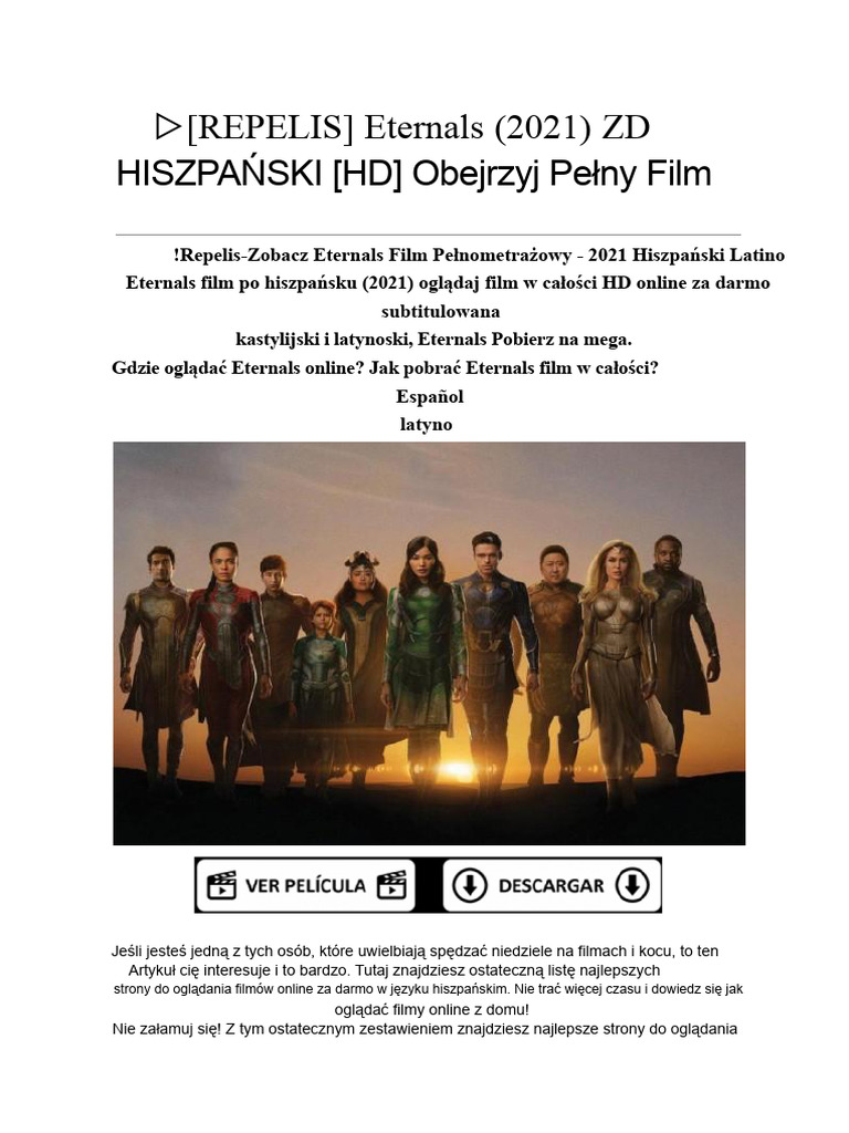 (REPELIS) Eternals (2021) NAPISY ESPAŃSKIE (HD) Zobacz Cały Film | PDF