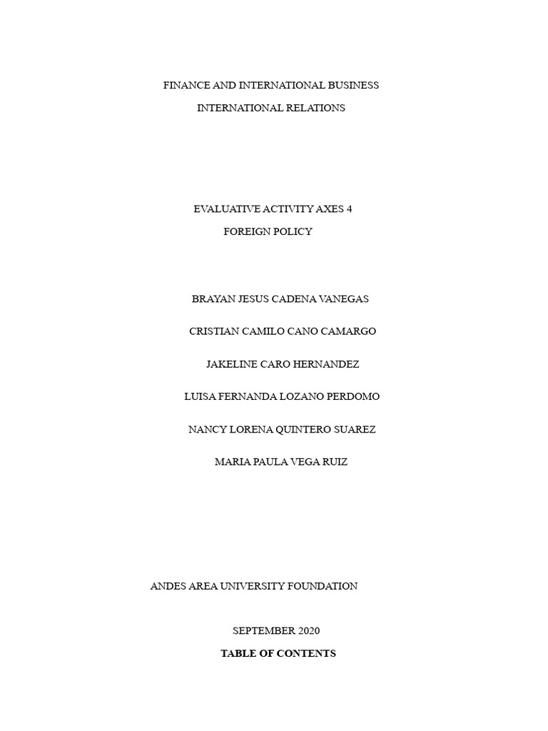 Final Project Foreign Policy Axis 4 International Relations | PDF ...