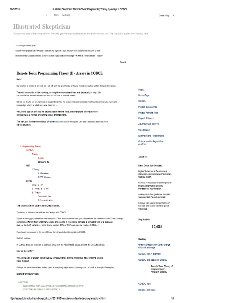 Arrays in COBOL_Example of Use of OCCURS | PDF | Theory | Computer ...