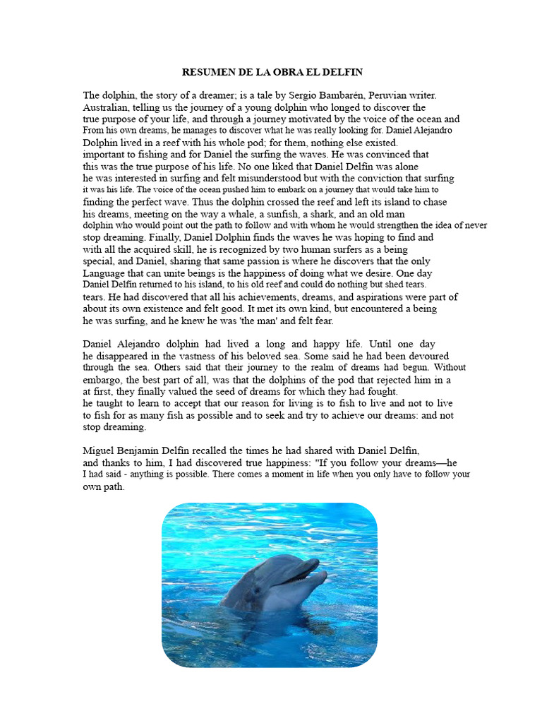 SUMMARY OF THE WORK THE DOLPHIN | PDF | Dolphin