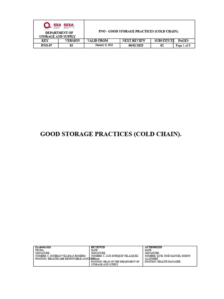 PNO-07 Good storage practices (cold chain). | PDF