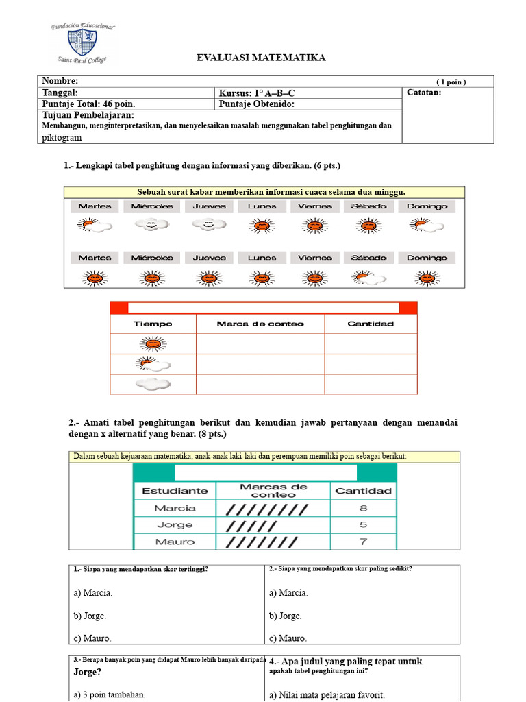 Evaluasi Tabel Hitung Dan Piktogram | PDF