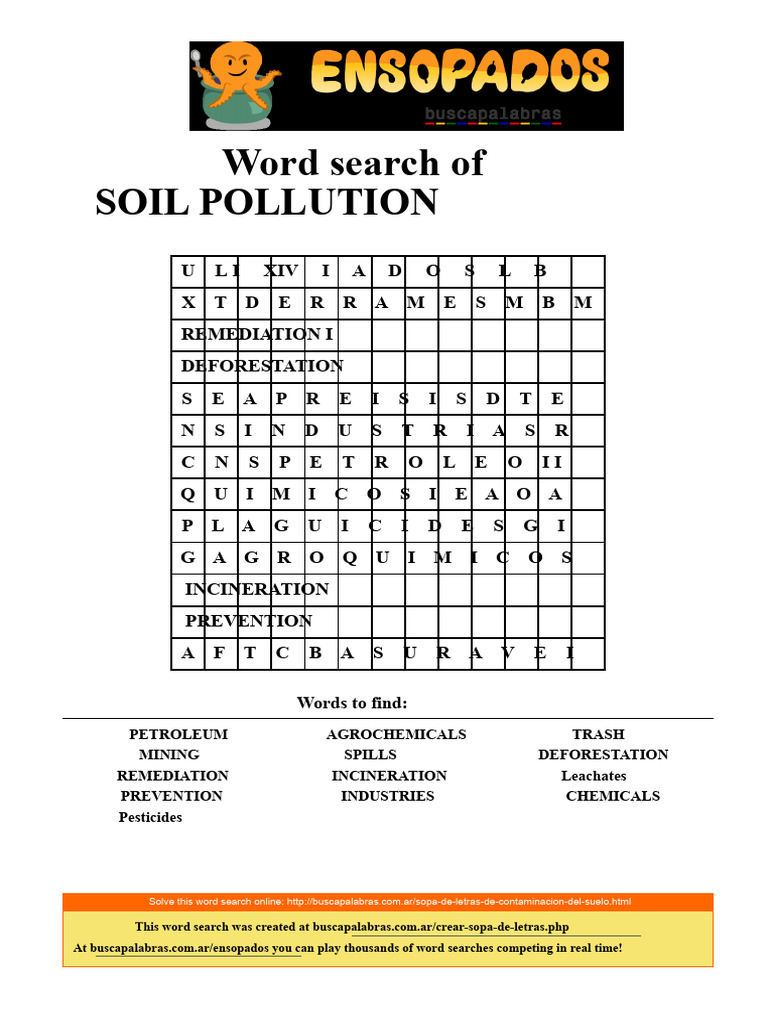 Word Search of Soil Contamination | PDF