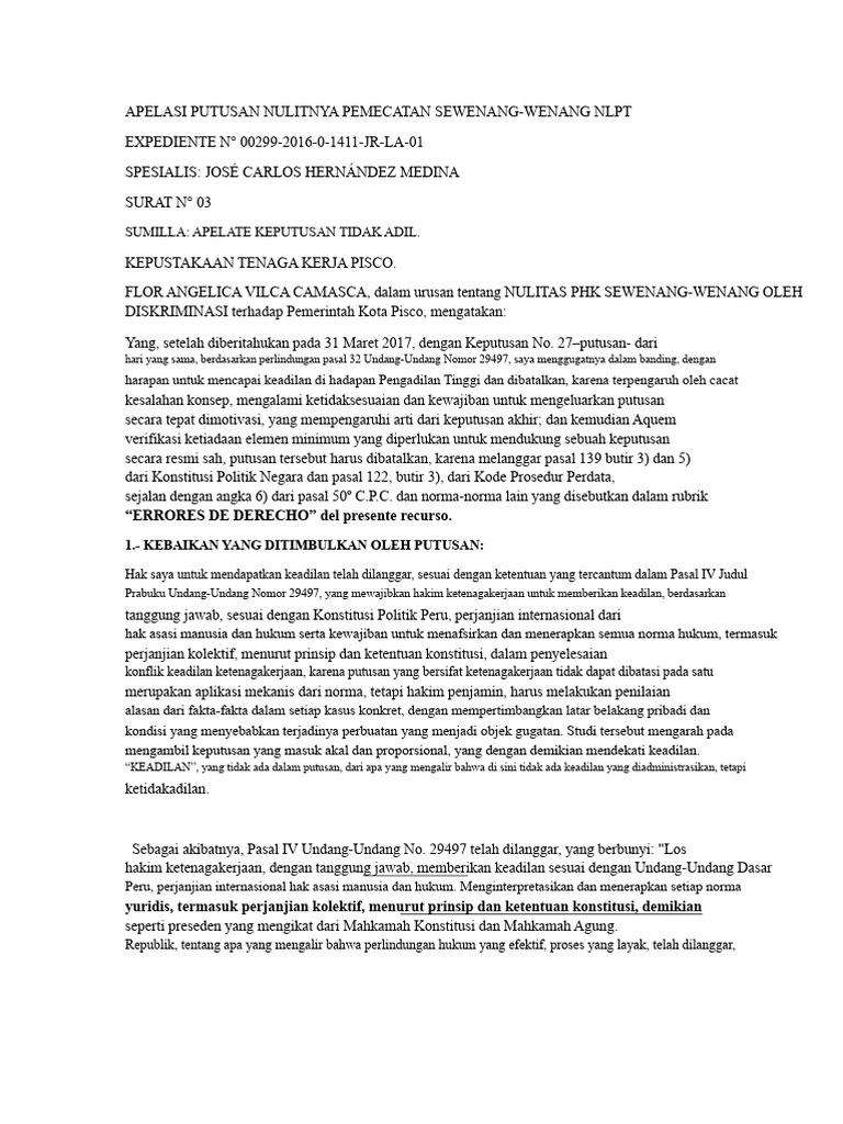 Banding Pemecatan Sewenang-Wenang NLPT | PDF