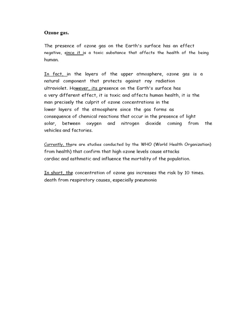 Health Risks of Ozone Gas Exposure | PDF