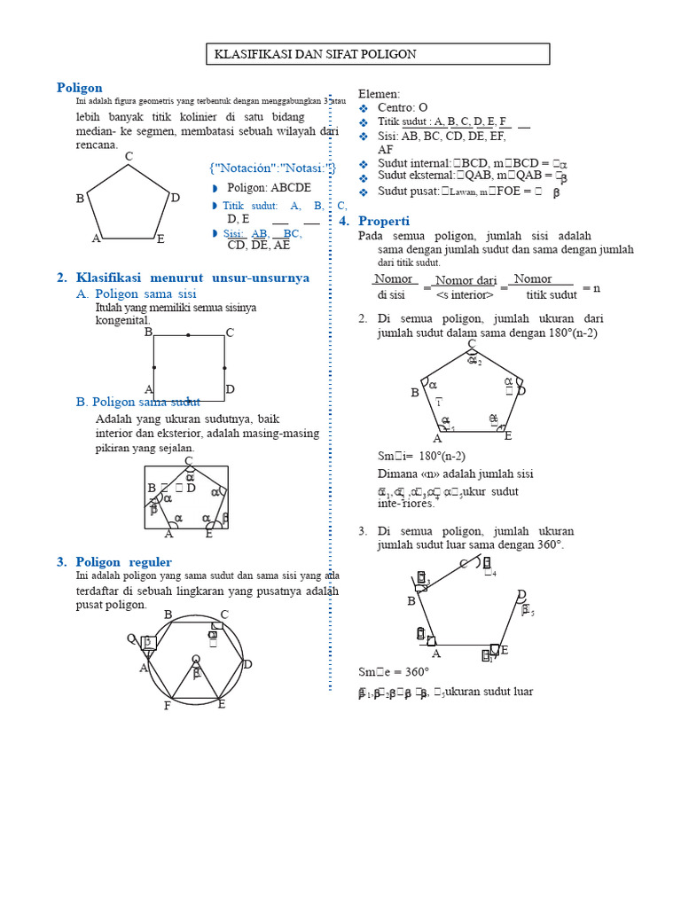 Klasifikasi dan Sifat Poligon Geometris | PDF
