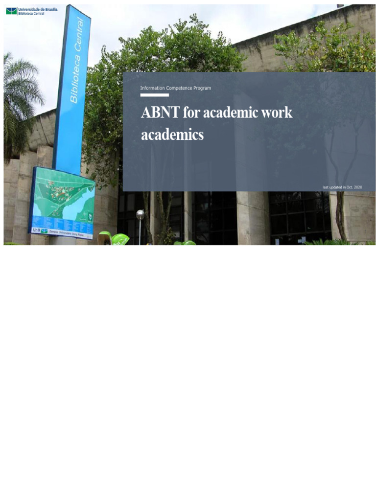 ABNT Slides For Academic Work UnB-BCE | PDF | Apa Style | Citation