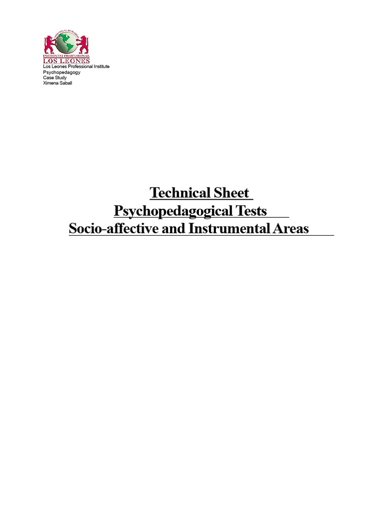 Socio-Affective Test Area and Reading-Writing Instrumental | PDF | Self ...