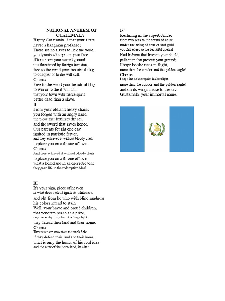 National Anthem of Guatemala | PDF