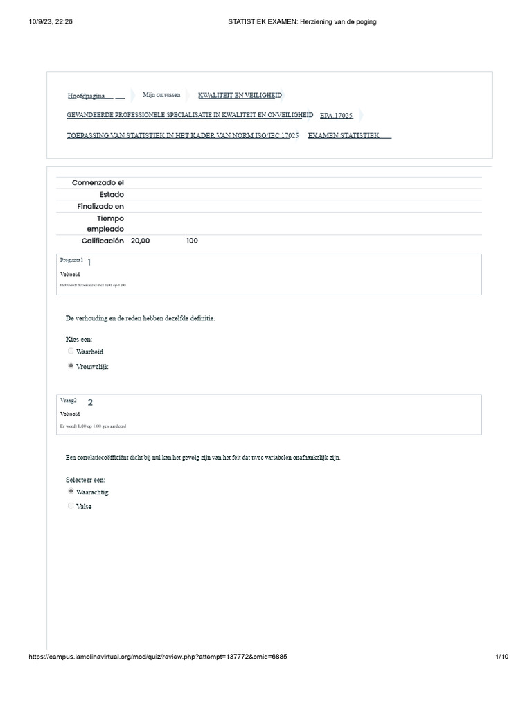 EXAMEN STATISTIEK - Herziening Van Poging 2 | PDF