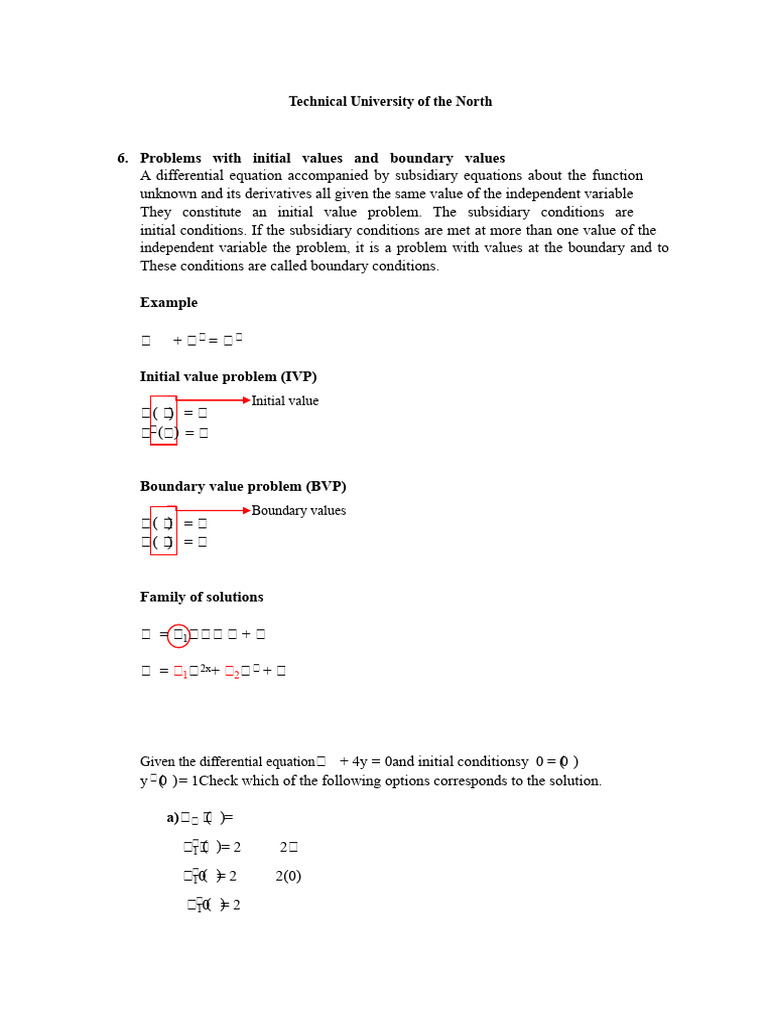 Problems With Initial Values and Boundary Values | PDF | Boundary Value ...
