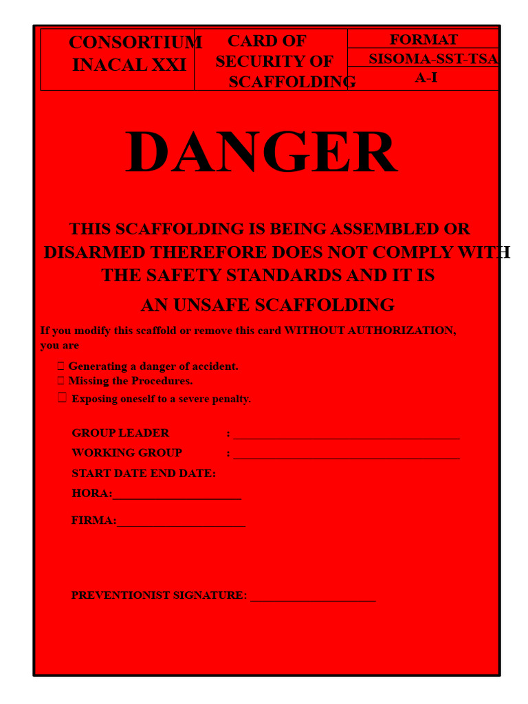 Scaffolding Safety Compliance Card | PDF