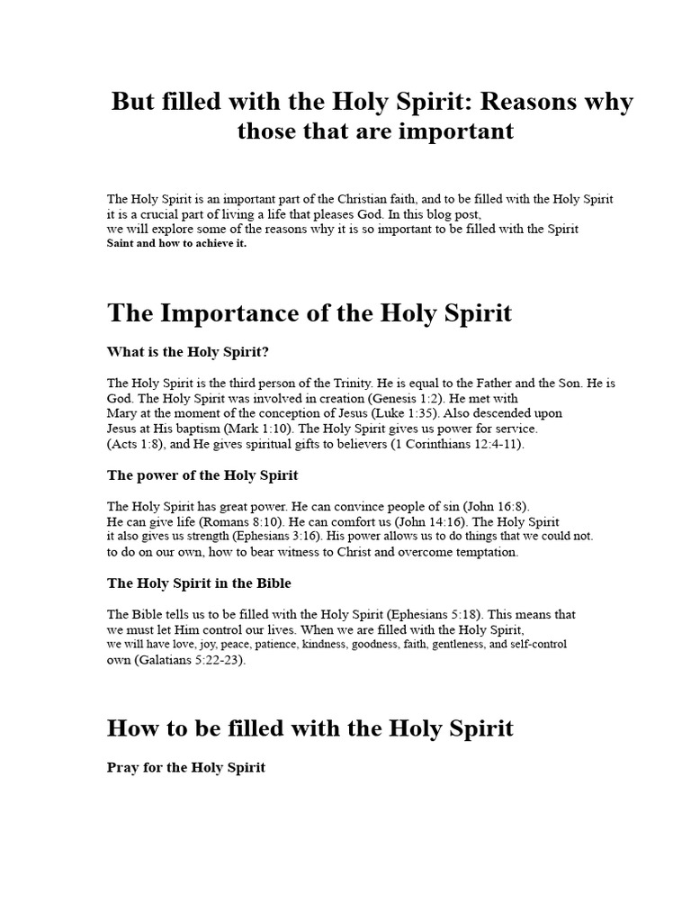 Be Filled With The Holy Spirit | PDF | Baptism With The Holy Spirit ...
