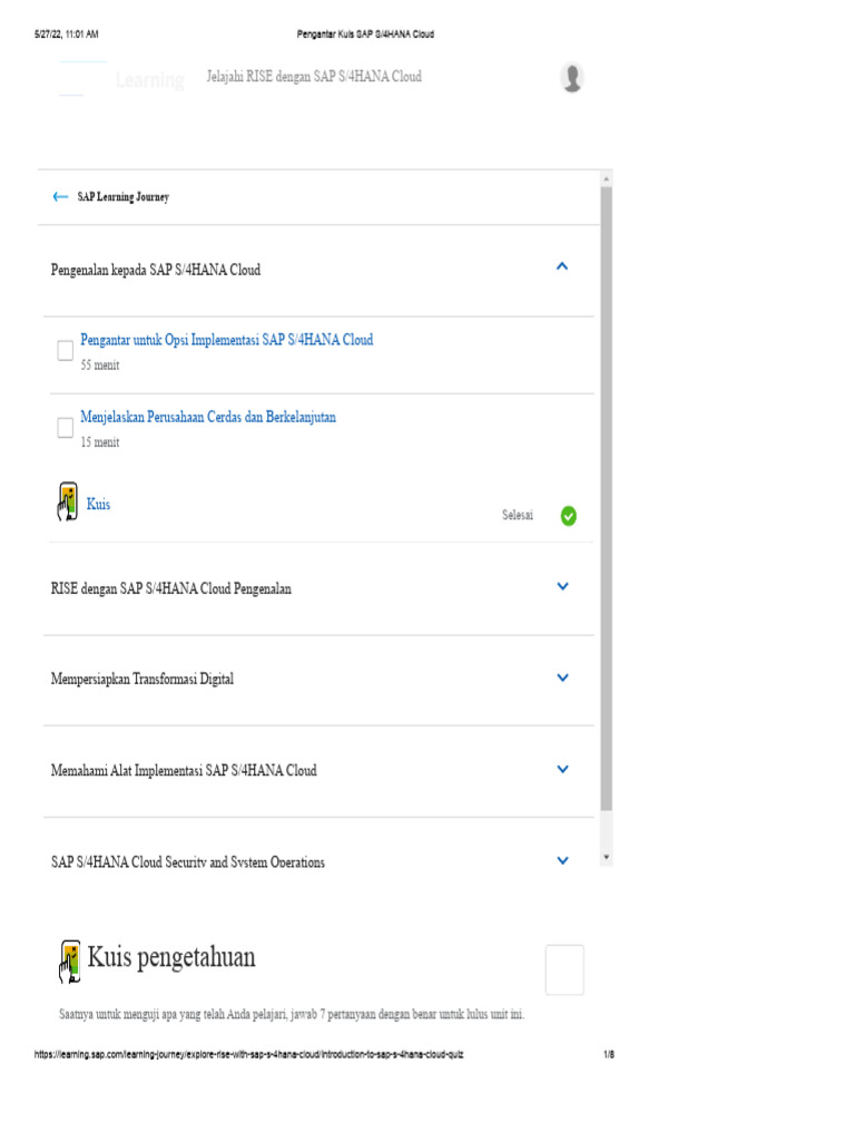 Kuis 1 Rise With SAP HANA Cloud | PDF