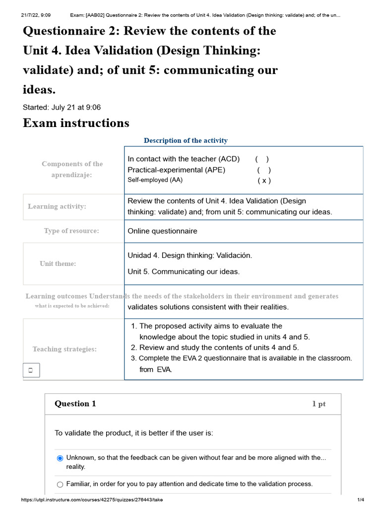 10PTS Exam - (AAB02) Questionnaire 2 - Review The Contents of Unit 4 ...