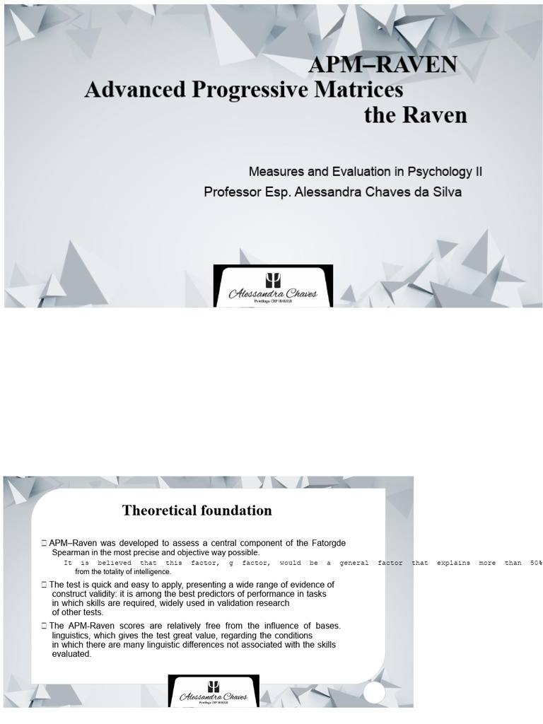 Test Apm - Raven | PDF | Intelligence | Cognitive Science