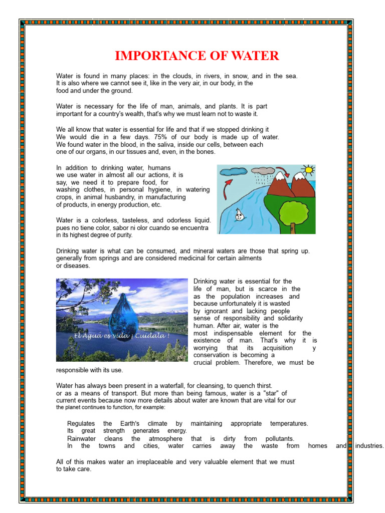 Importance of Water | PDF | Water | Nature