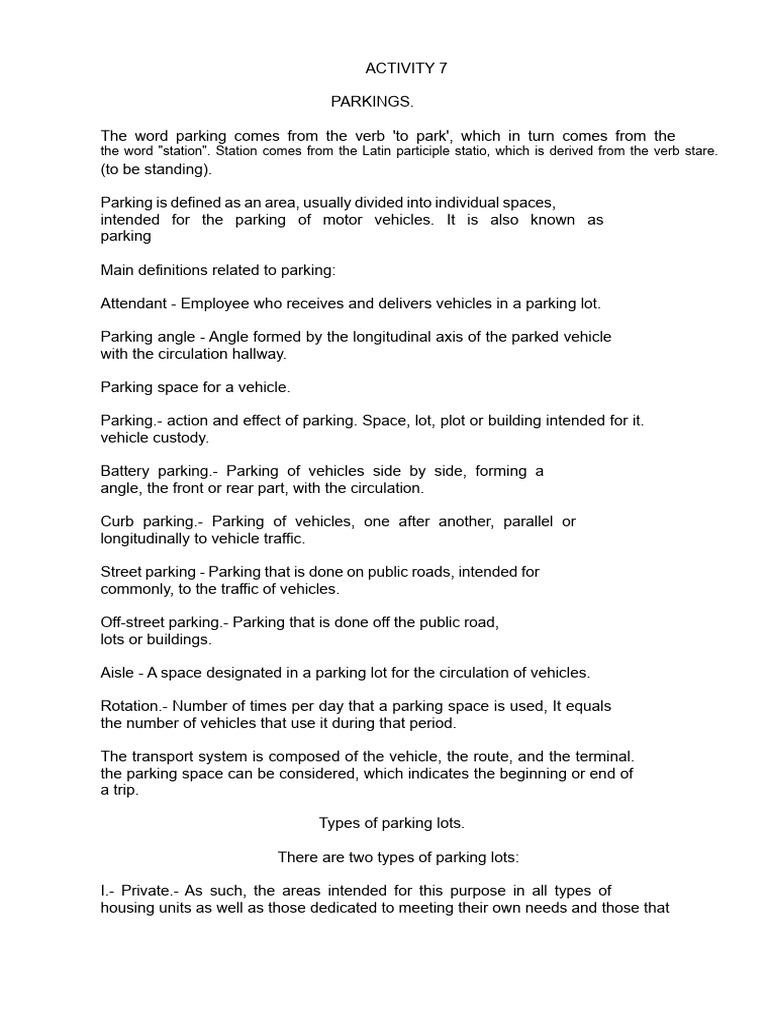 Activity 7. - Parking Studies | PDF | Parking | Parking Lot
