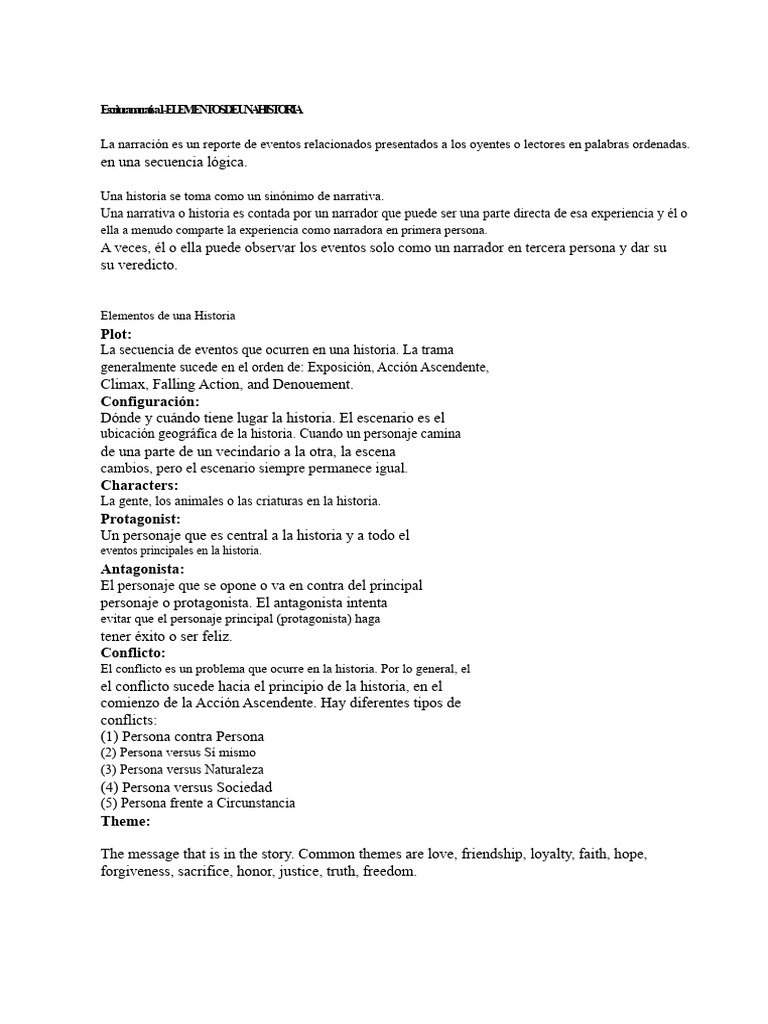 Elementos Clave de una Narrativa | PDF | Narración | Trama (narrativa)
