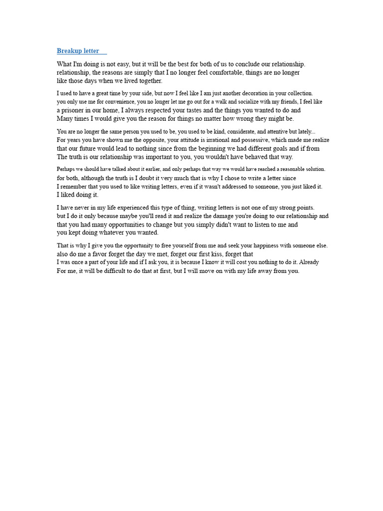 Breakup Letter | PDF