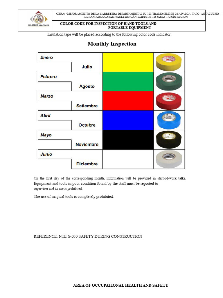 Monthly Inspection Color Code | PDF