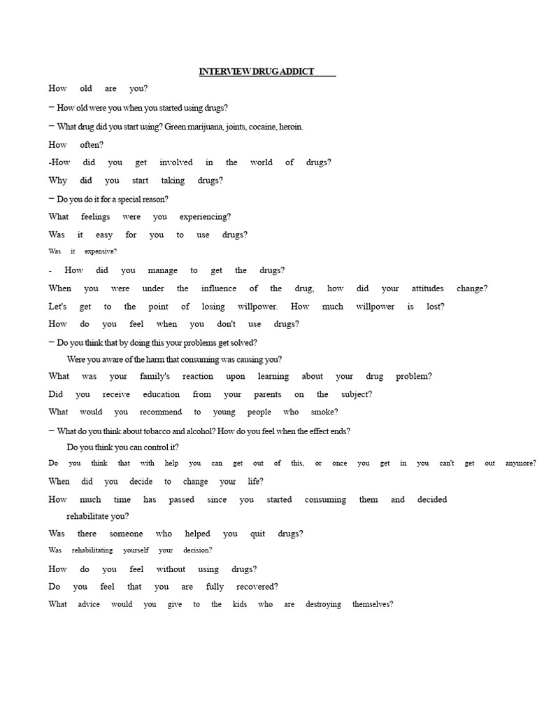 Interview With A Drug Addict | PDF | Substance Abuse | Drugs