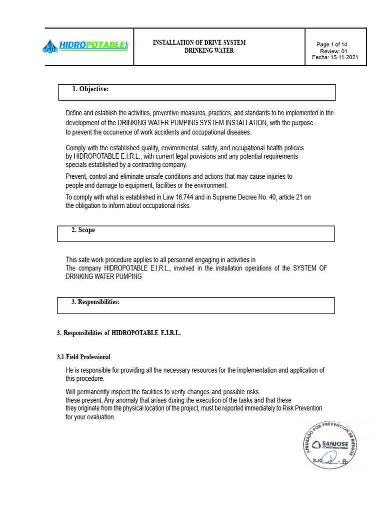 PTS Installation of Drinking Water Pumping System | PDF | Nut (Hardware ...