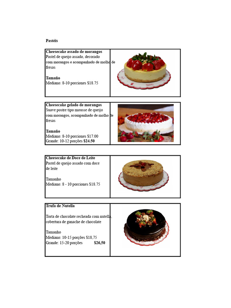 Menu Bolos | PDF
