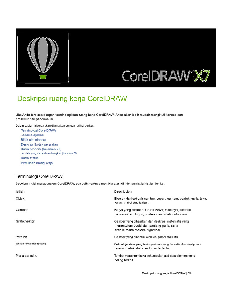 Deskripsi Ruang Kerja CorelDRAW | PDF