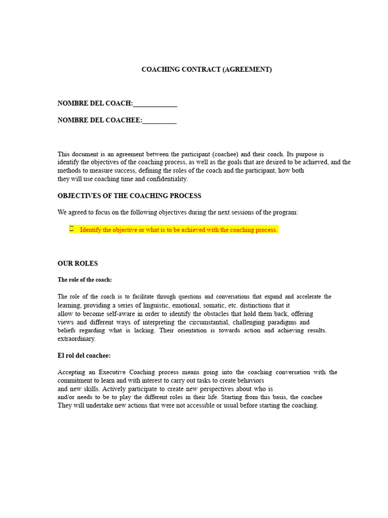 Coaching Agreement Template | PDF
