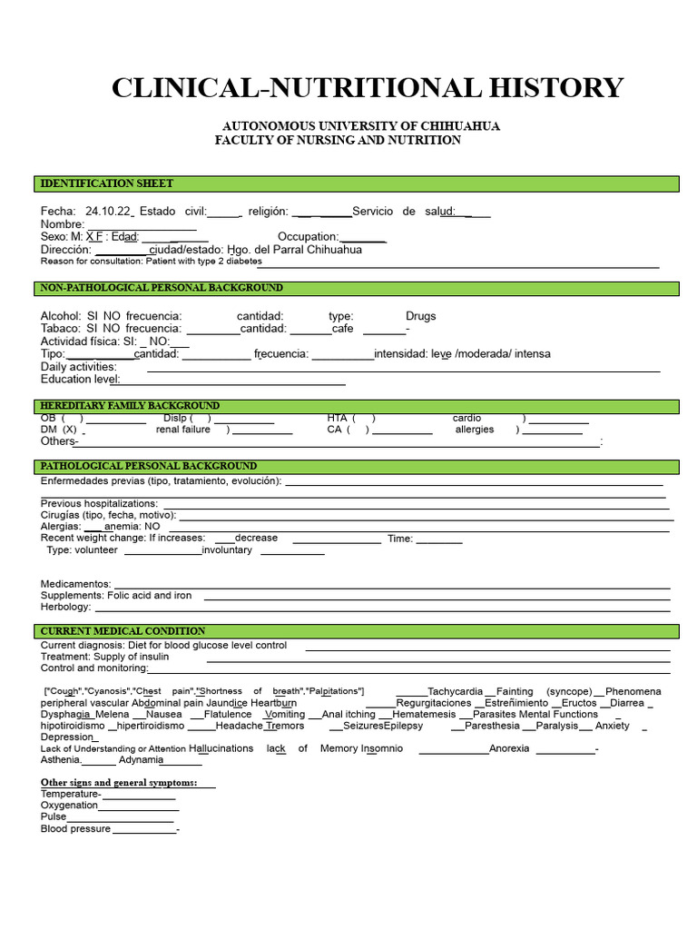 Diabetic Clinical History | PDF | Diet Food | Diabetes